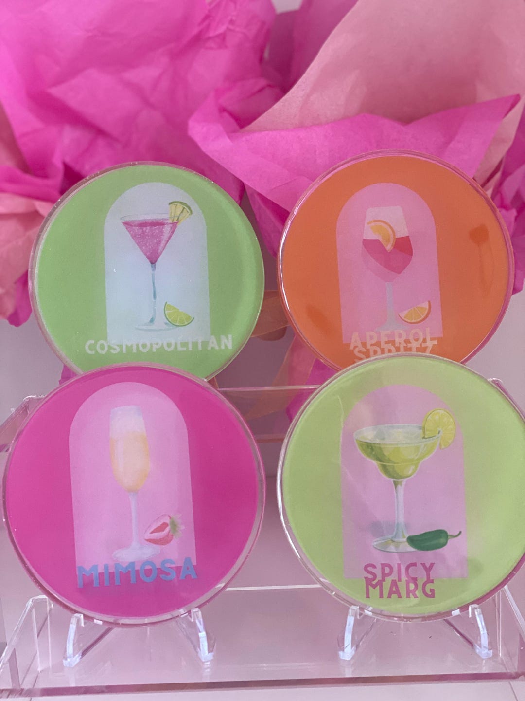 Trendy Bar Cart Coasters, Aperol Spritz, Spicy Marg, Mimosa ...