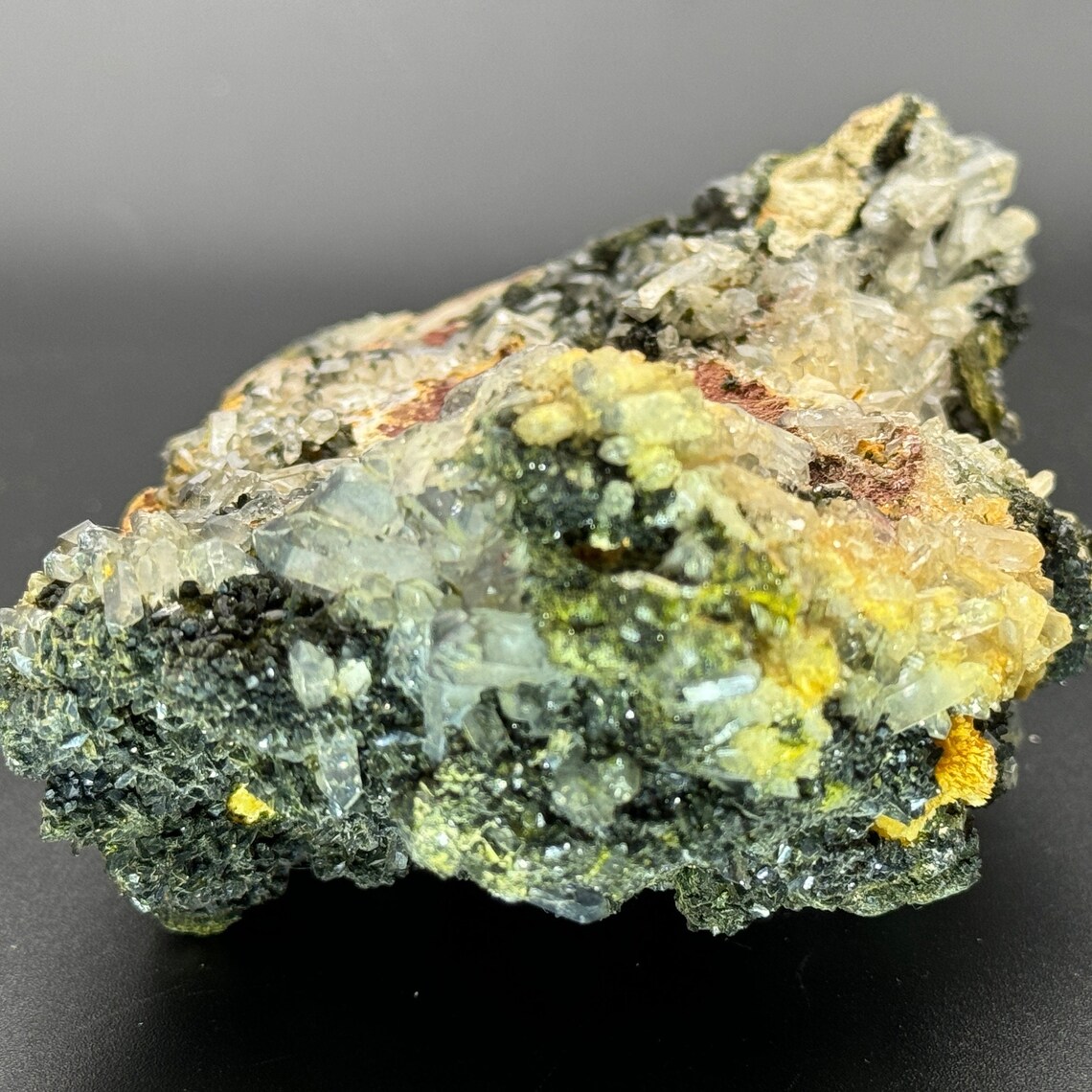 Epidote and Forest Quartz Specimen | Sparkly Druzy Crystal Cluster With ...