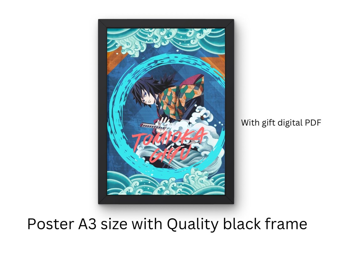 Demon Slayer Giyu Poster A3 With Quality Black Frame - Etsy