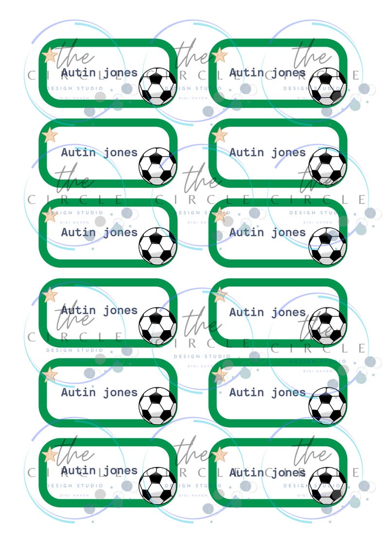 Back to School Editable Name Tags, Personalized Back to School Soccer ...