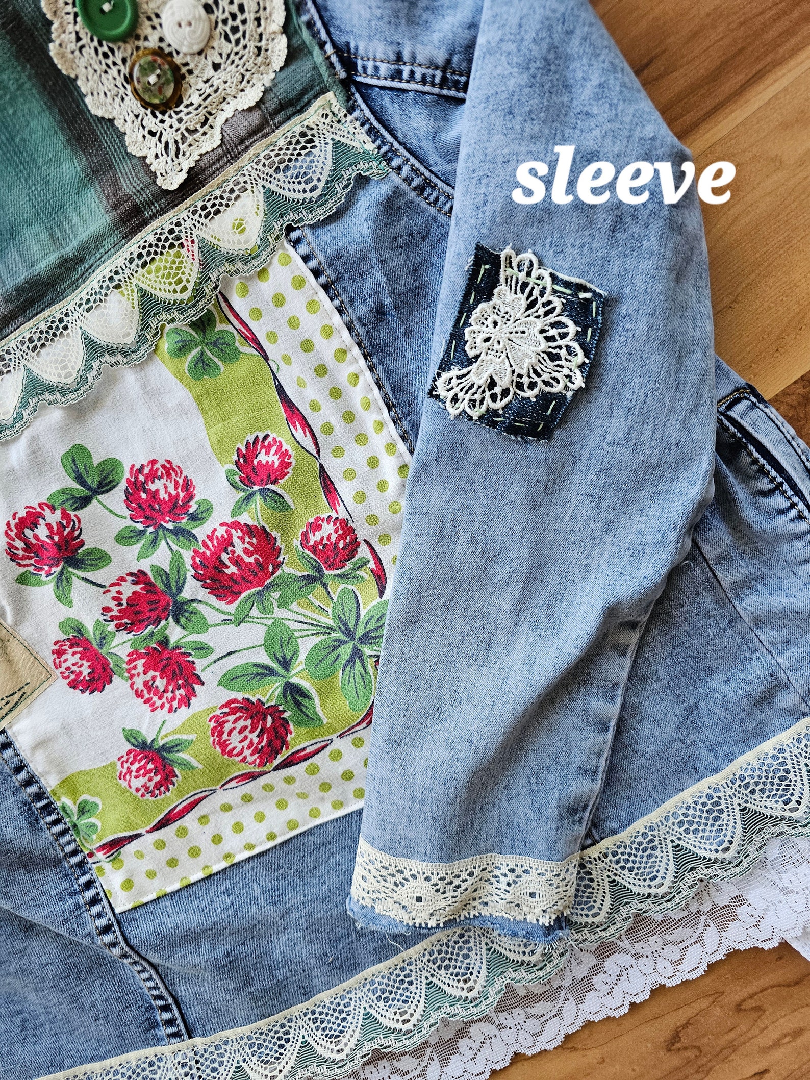 Upcycled Denim Jacket, Vintage Linens, Boho Chic Wearable Art - Etsy