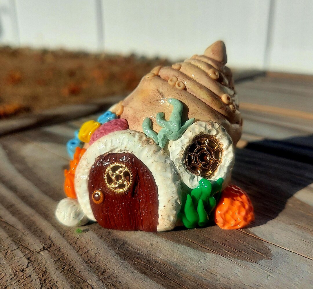Deep Sea Cottage Shell Figurine, Handmade Polymer Clay, Bikini Bottom ...