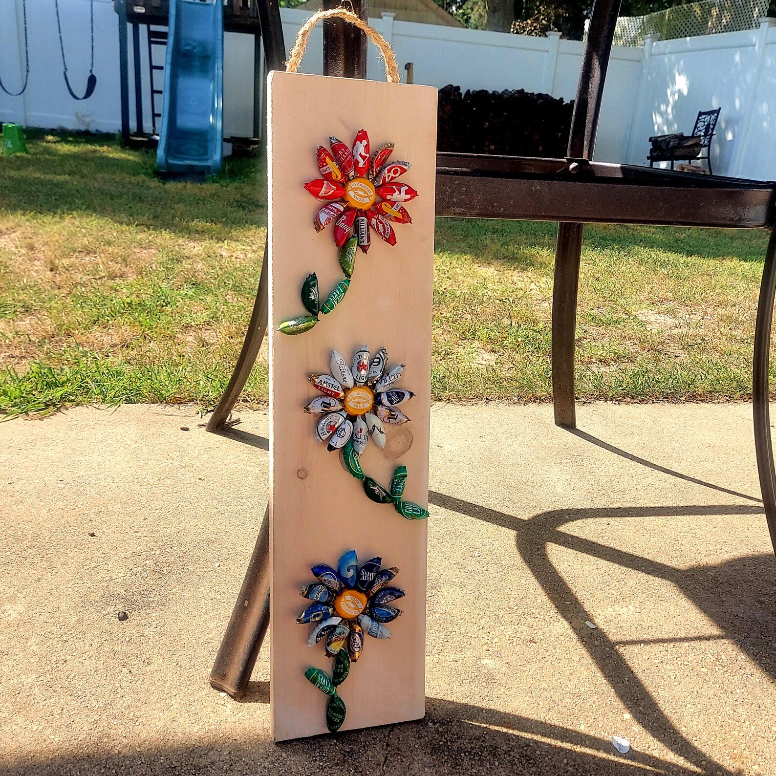 Large Bottle Cap Flowers in Red, White, and Blue, Beer Lovers Gift Idea ...