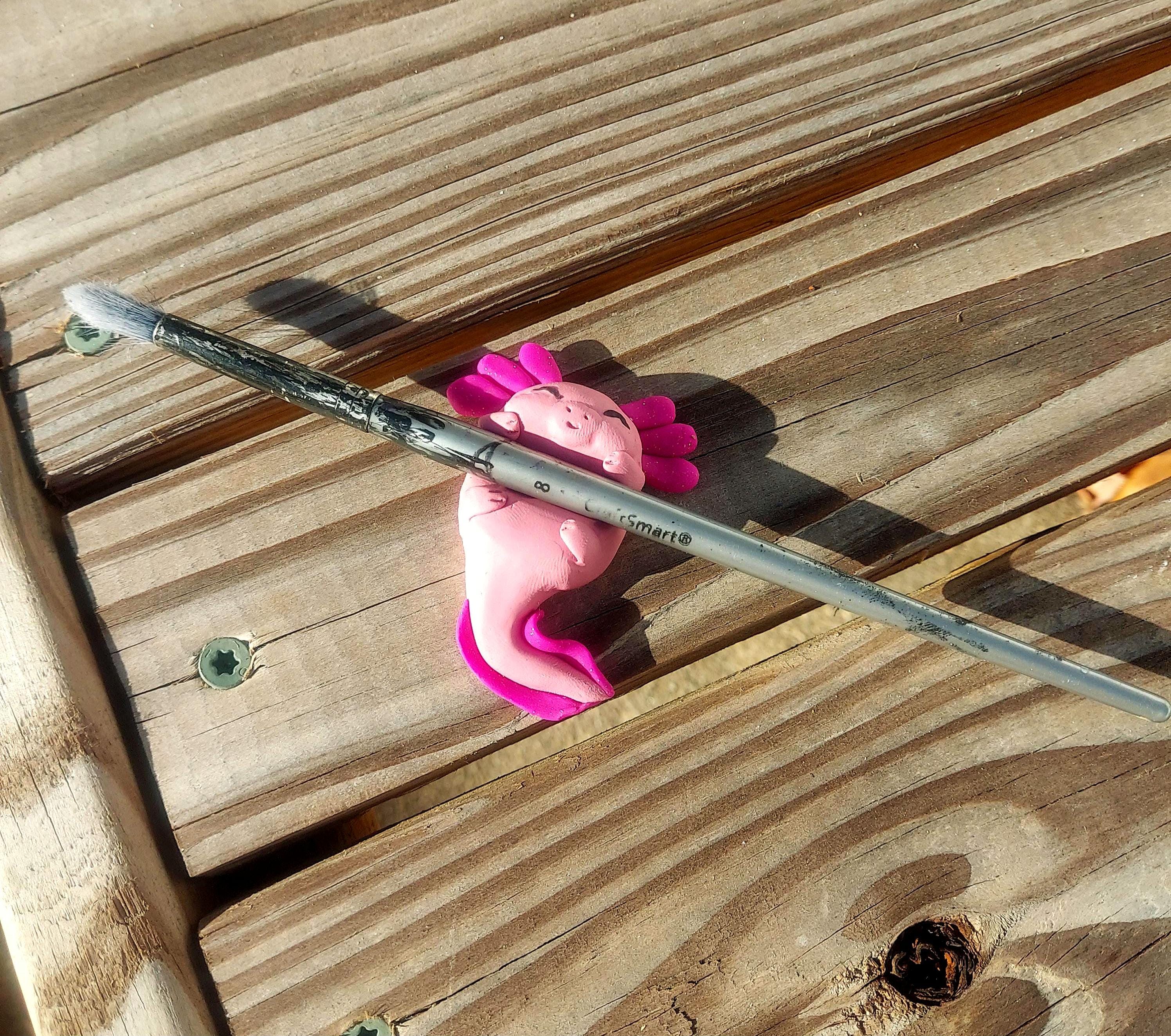 Axolotl Paintbrush Rest, Pen and Pencil Holder, Handmade Polymer Clay ...
