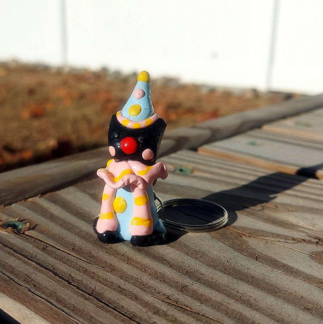 Handmade Polymer Clay Clown Cat Keychain: Whimsical Cat Lover Gift - Etsy