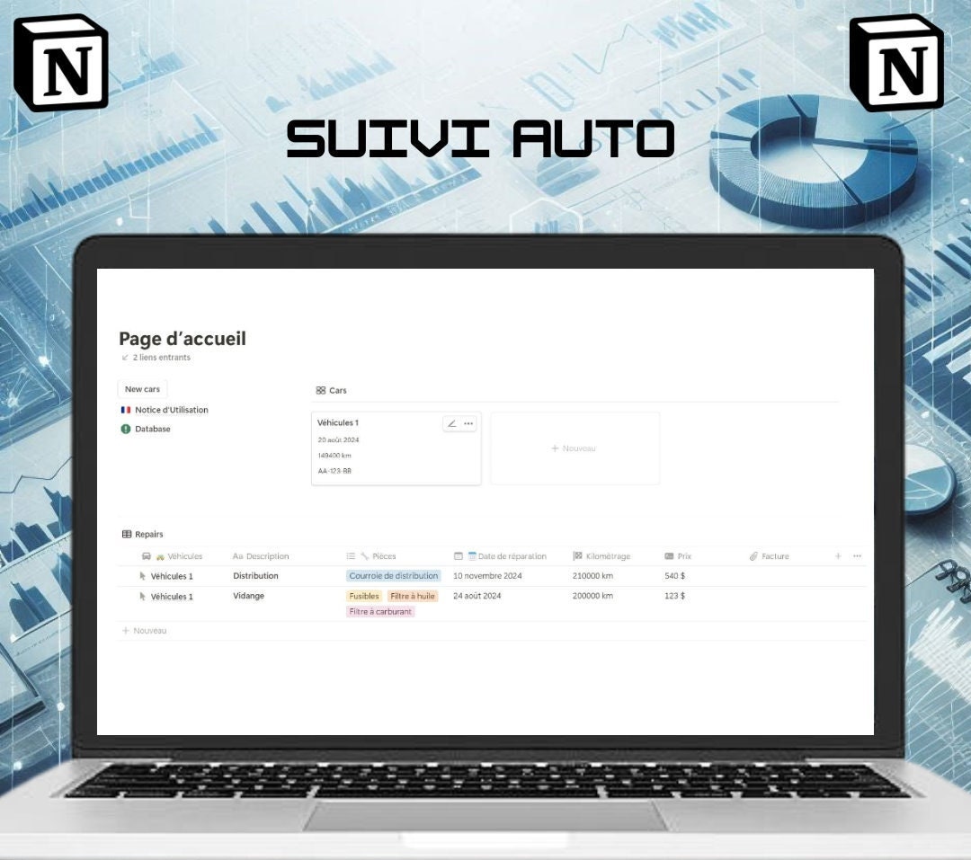 Template Notion: Repair Management & Complete Car Tracking Optimized ...