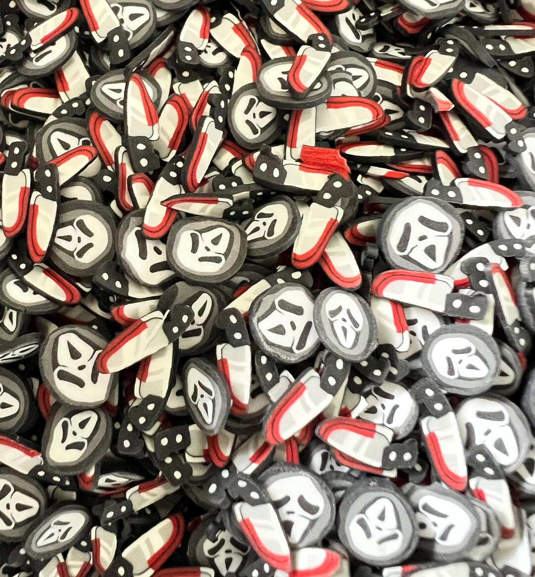 Ghostface & Bloody Knives Clay Slices: Horror Polymer Charms (5mm) - Etsy