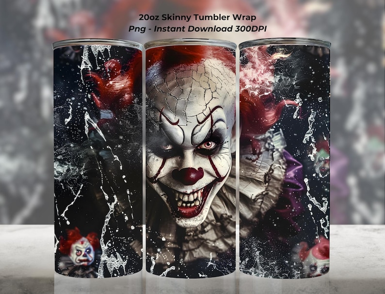Pennywise Inspired 20oz Tumbler Wrap PNG, Pennywise Inspired Halloween ...