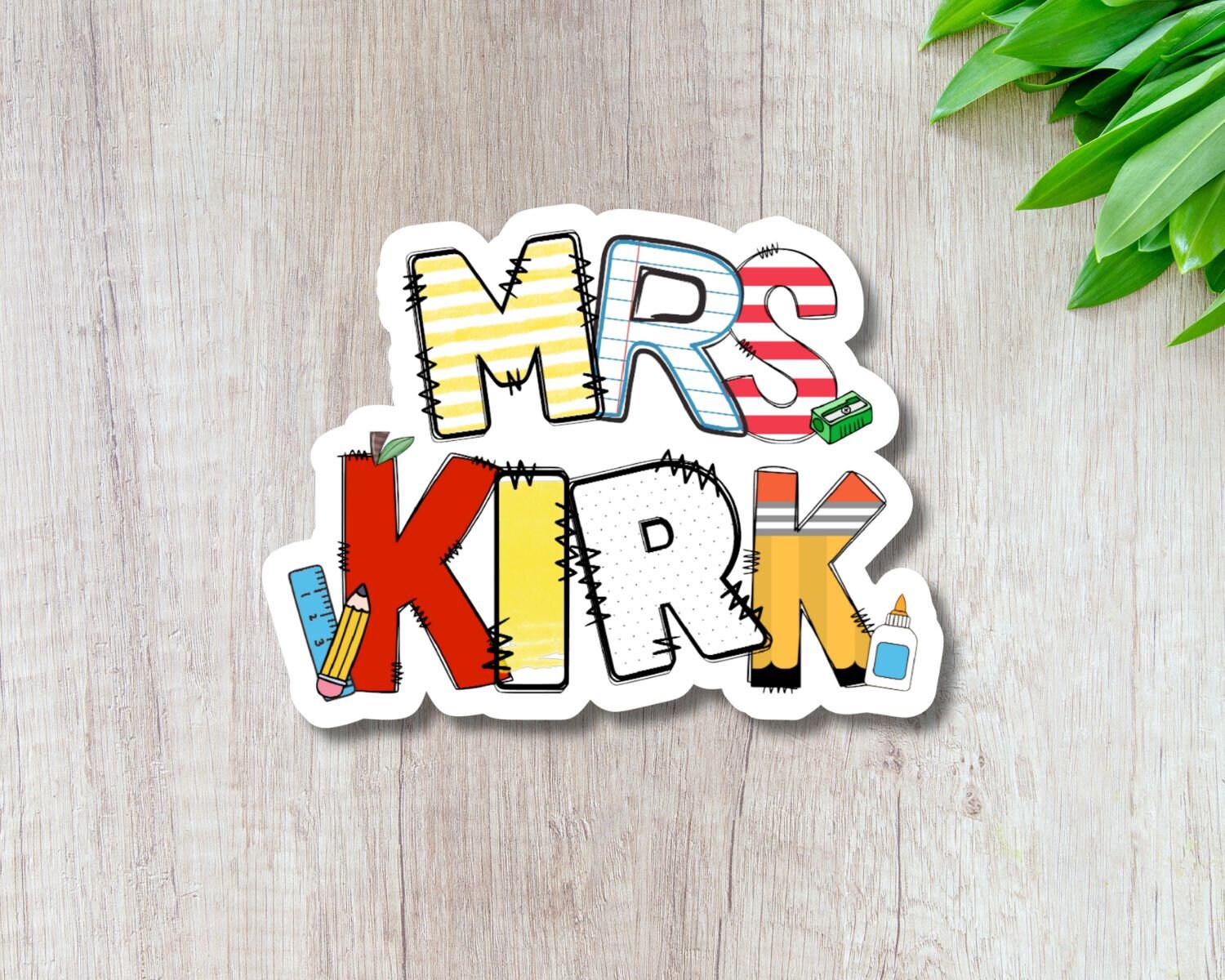 Personalized Teacher Name Sticker, Individually Designed Letters ...