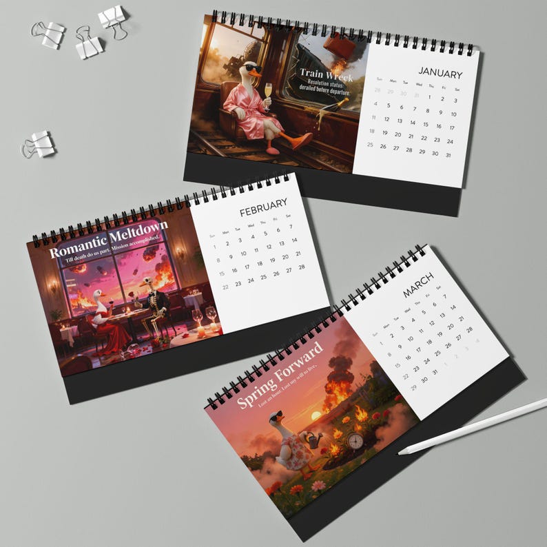 2026 Silly Goose Desk Calendar, Apocalyptic Dark Humor Gift - Etsy