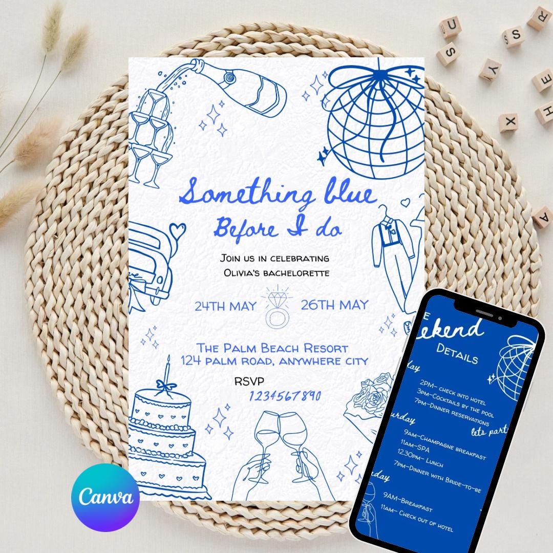 Something Blue Bachelorette Invitation - Before I Do Party Invite ...