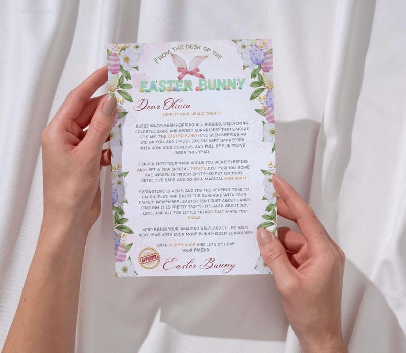 Printable Easter Bunny Letter for Kids | Editable Canva Template ...