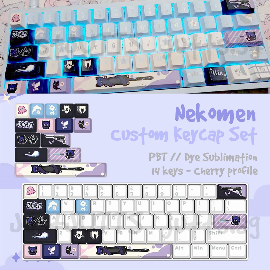 Valorant Omen Custom Keycaps 14 Keys Set PBT Keys Cherry Profile Nekomen Chibi Style - Etsy UK