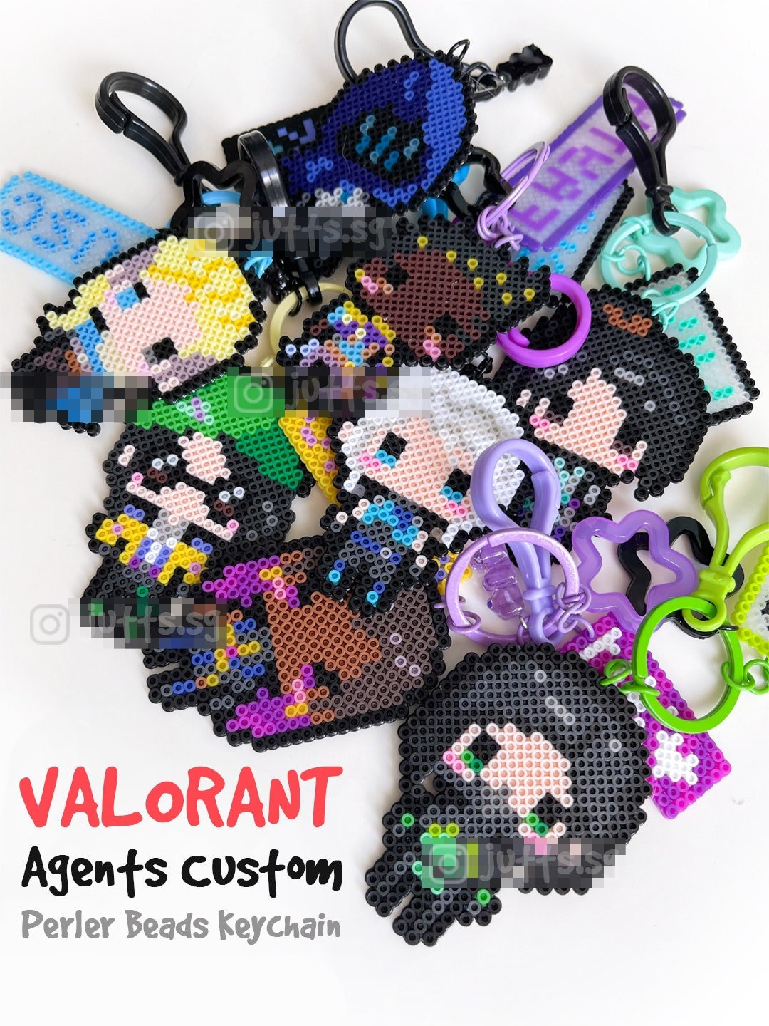 Valorant Pixel, Perler Beads Valorant Keychain Cypher Fade Jett Killjoy ...