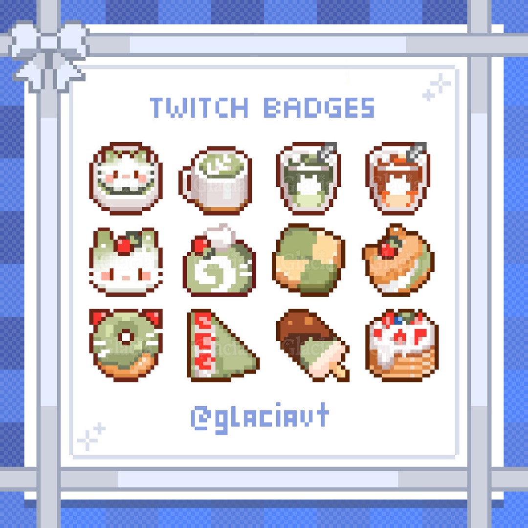 Matcha Cat Cafe Sweets Pixel Art Sub Badges, Twitch, Youtube, Discord ...