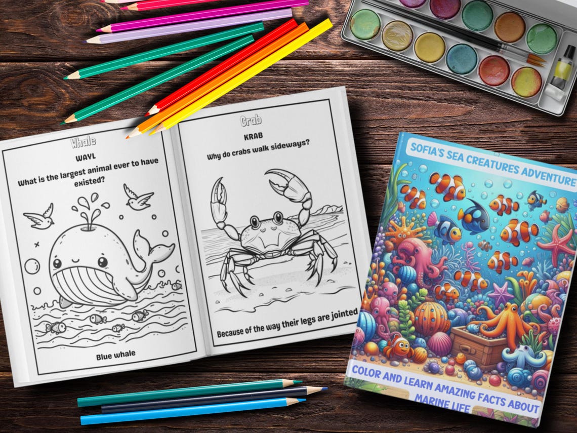 Personalized Sea Creatures Coloring Book | 38 Pages + 22 Bonus ...