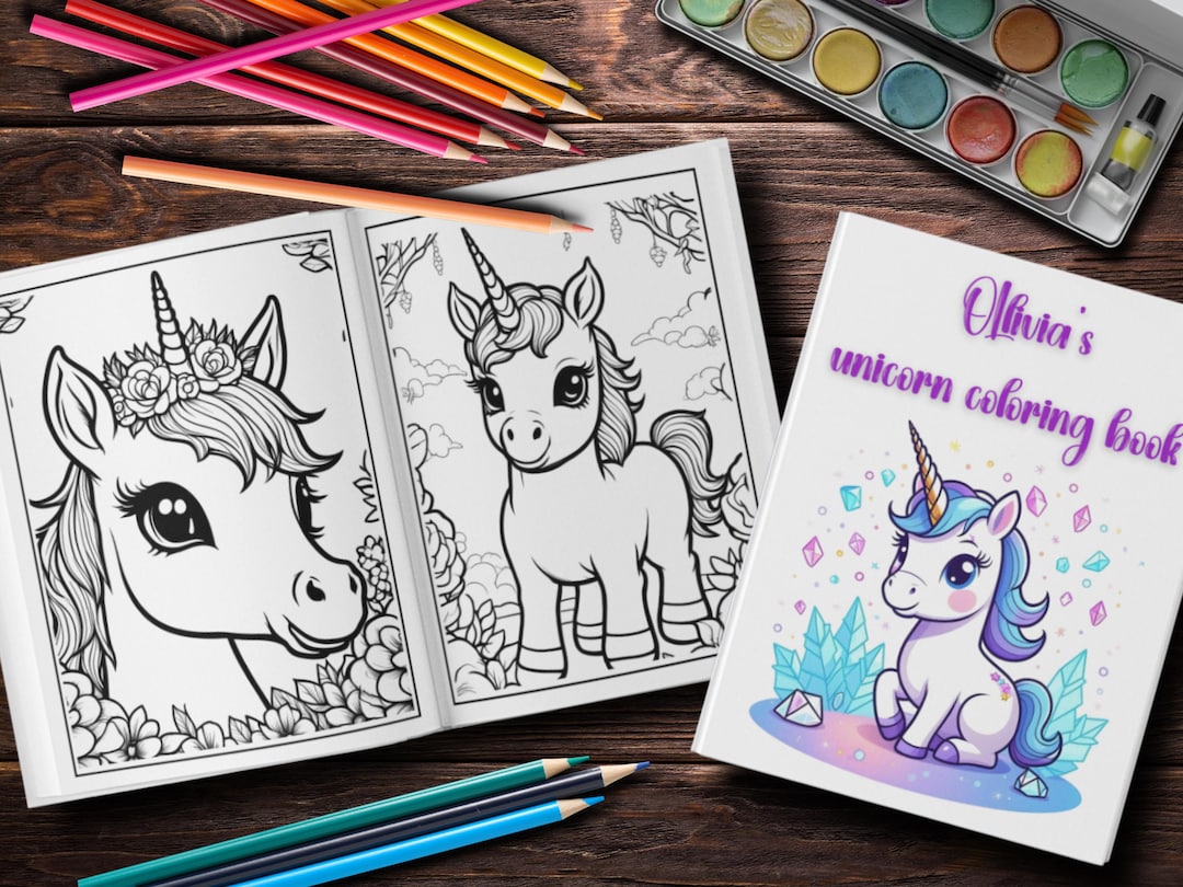 Personalized Unicorn Coloring Book for Kids | Rainbow Unicorn Gift With ...