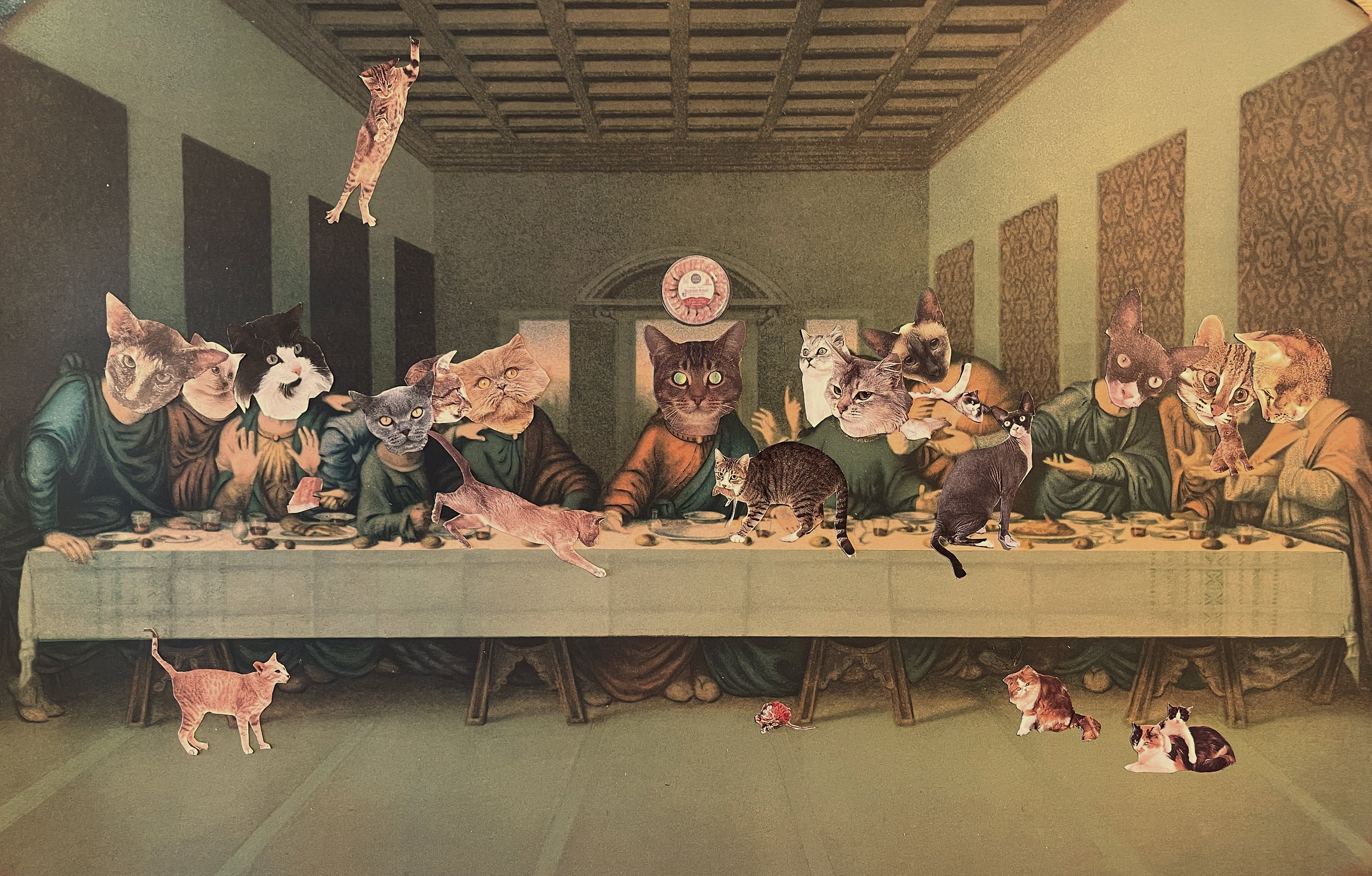 Cat-sup, Altered 'last Supper' Print - Etsy