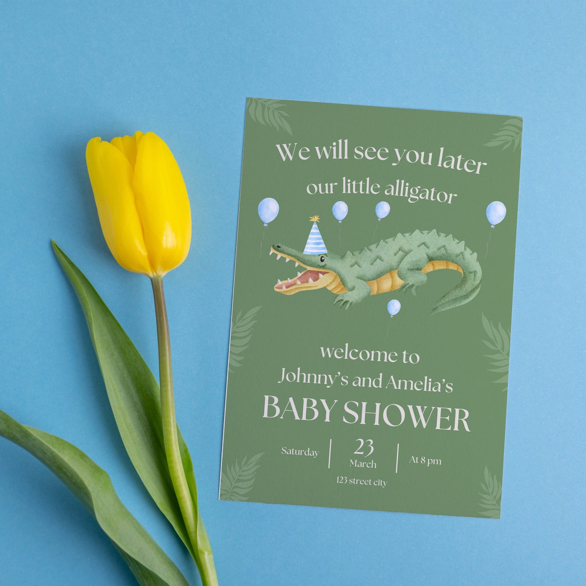 Alligator Invitation Card Baby Shower Baby Boy Alligator Cute Alligator ...