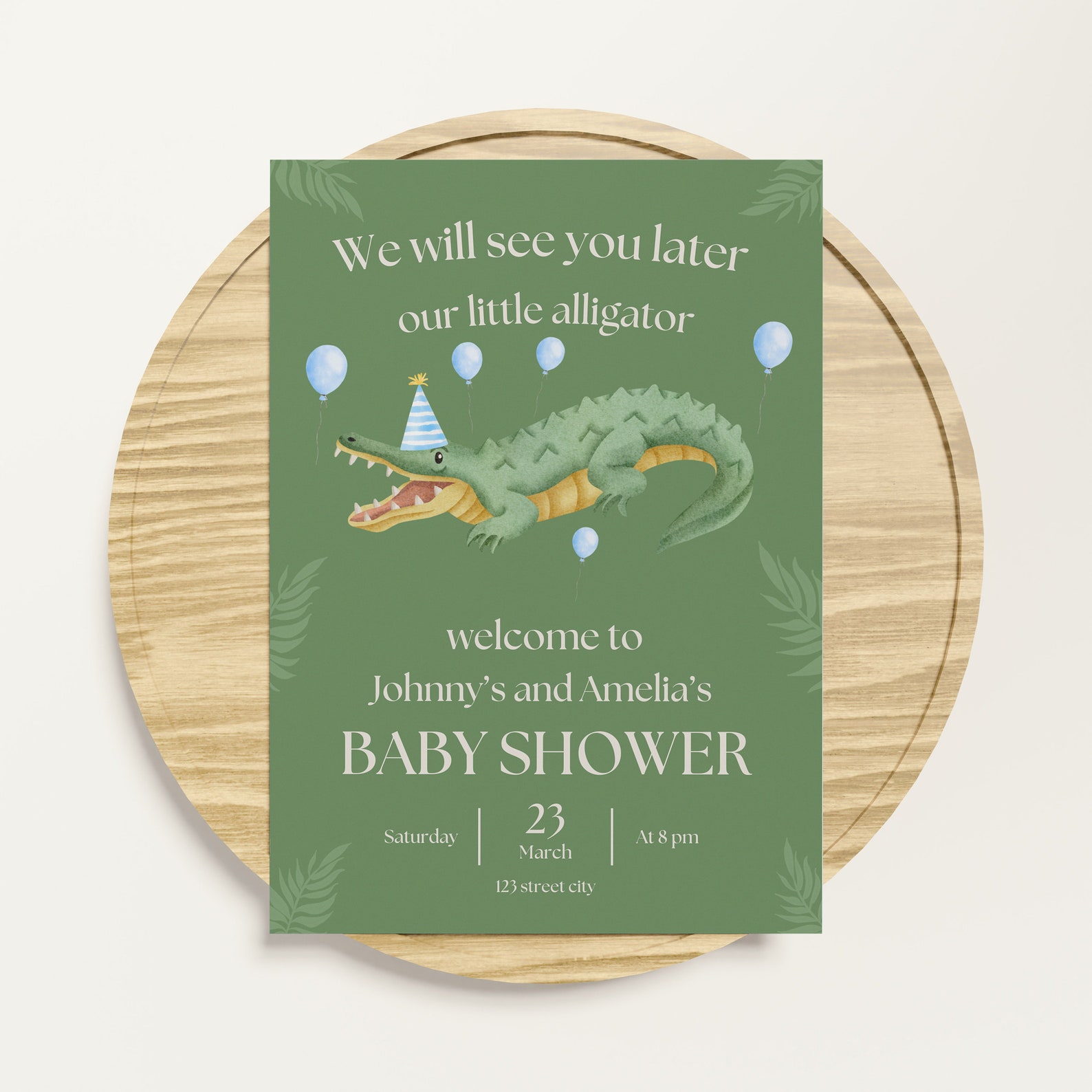 Alligator Invitation Card Baby Shower Baby Boy Alligator Cute Alligator ...