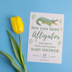 Alligator Invitation Card Baby Shower Babyboy Alligator Cute Alligator ...