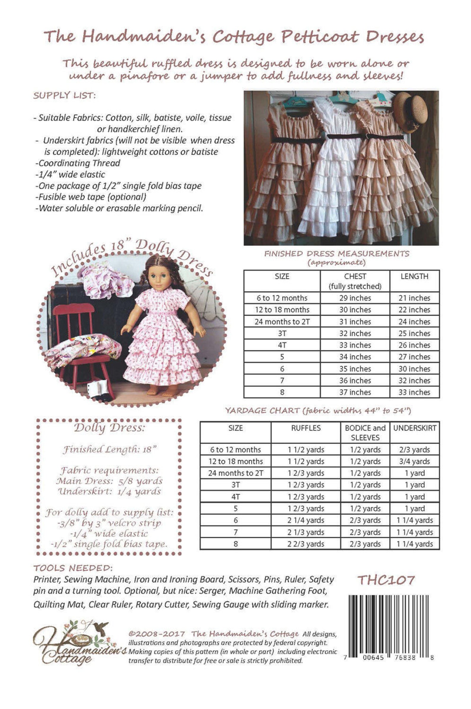 Dolly and Me PAPER Petticoat Dresses Pattern 6 Months Through | Etsy