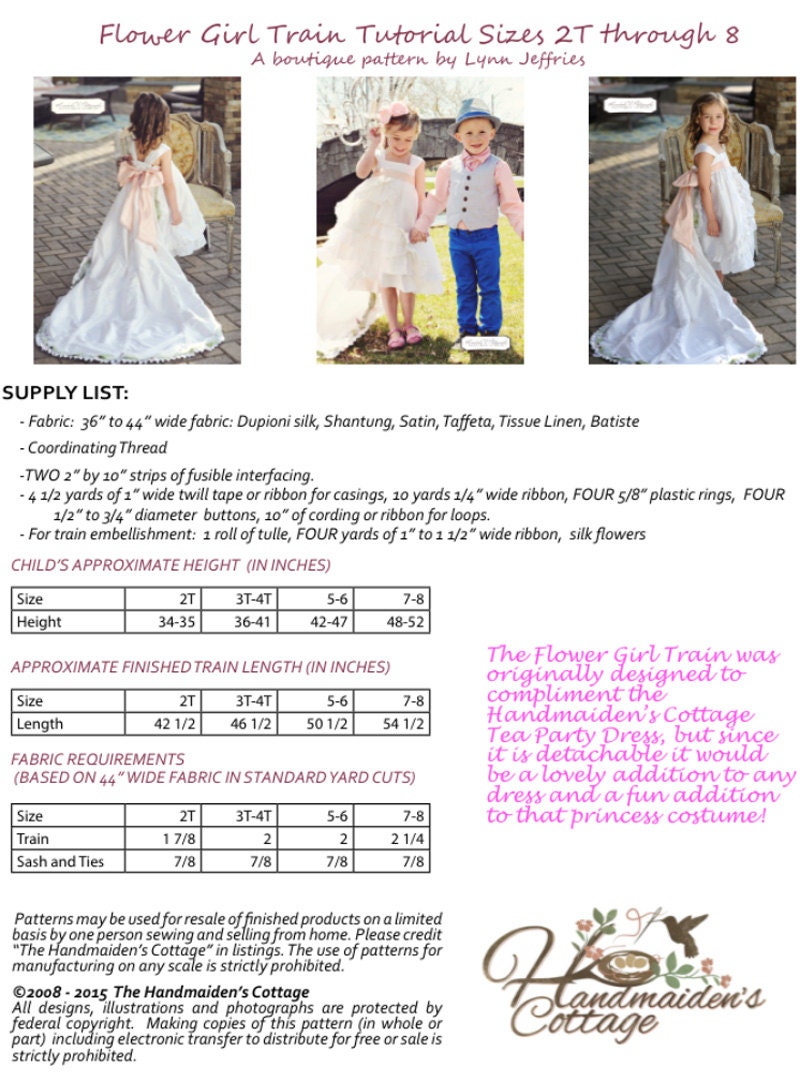 Handmaiden's Cottage Flower Girl Train PDF | Etsy