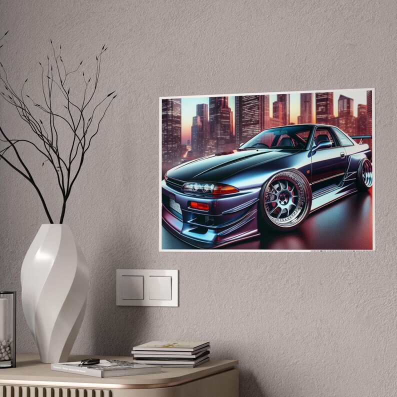 Stanced, JDM Car Poster, Skyline, R34, JDM, Cityscape, Car Accessories ...