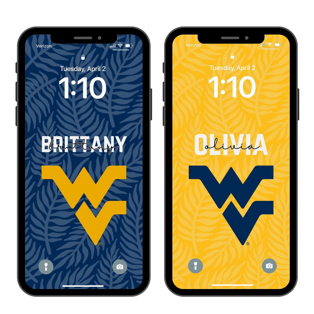 WVU PERSONALIZED Phone Wallpaper for Game Day X2 Fern Print, West ...
