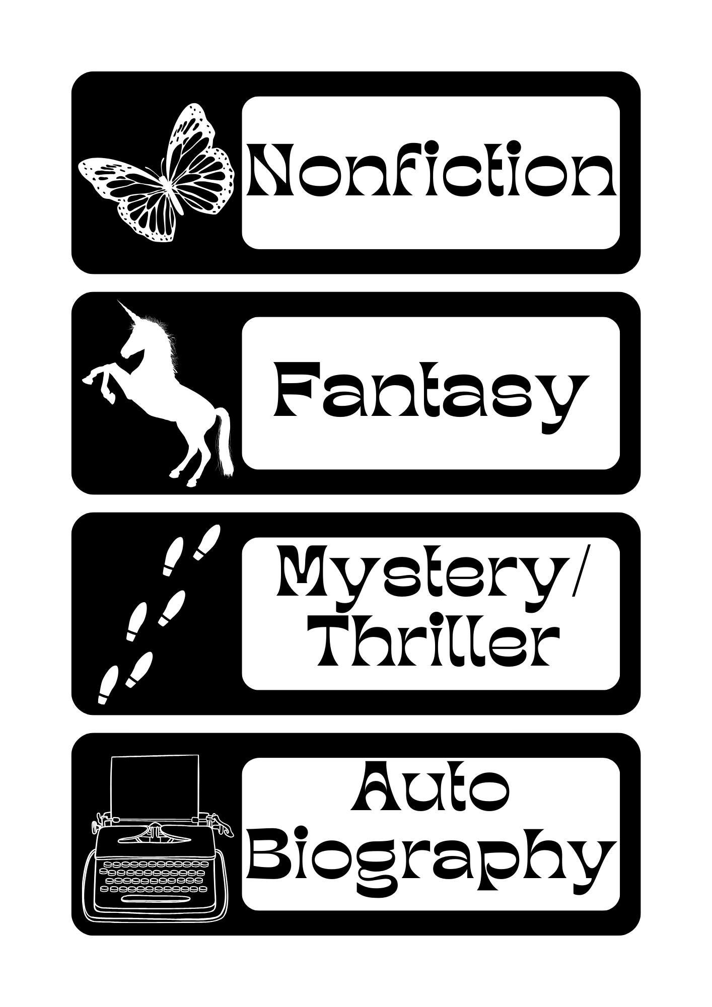 Library Labels, Genre Labels, Printable Genre Labels, Classroom Library ...