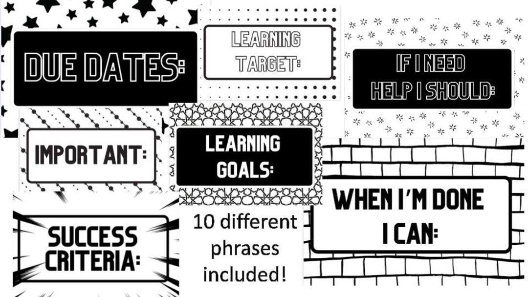 Learning Target Posters- Set of Success Criteria and Learning Goal ...