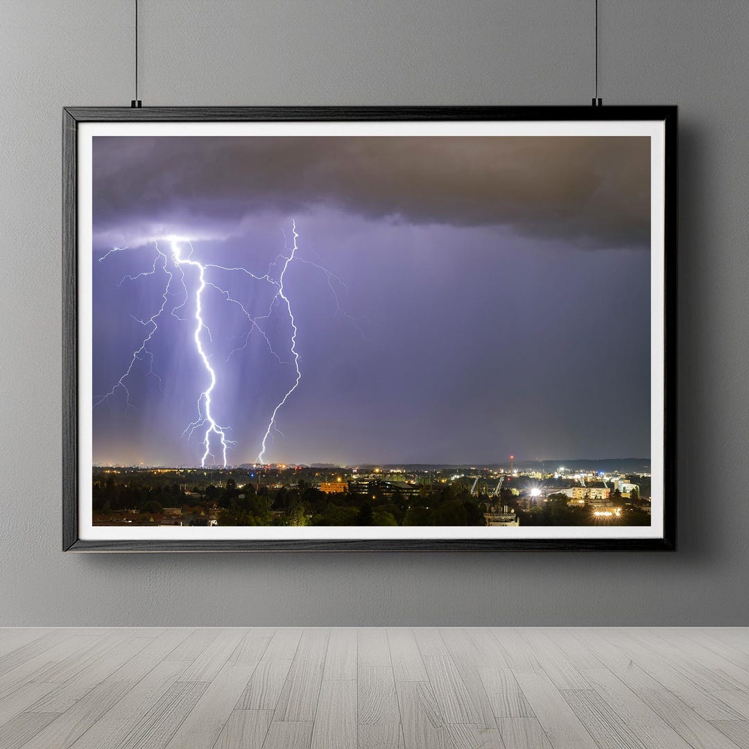 Lightning Printable Wall Art, Thunderstorm Downloadable Print, Weather ...