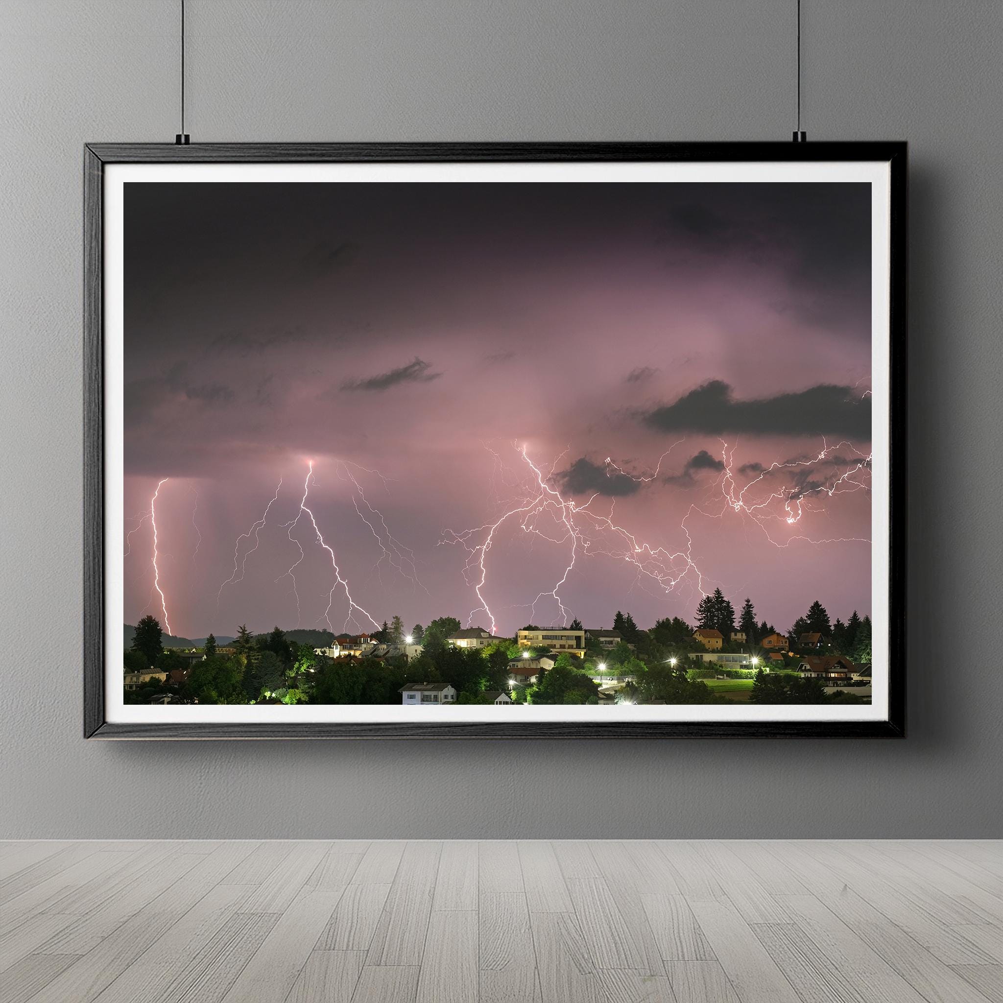 Lightning Canvas, Weather Landscape Photography, Thunderstorm Printable ...