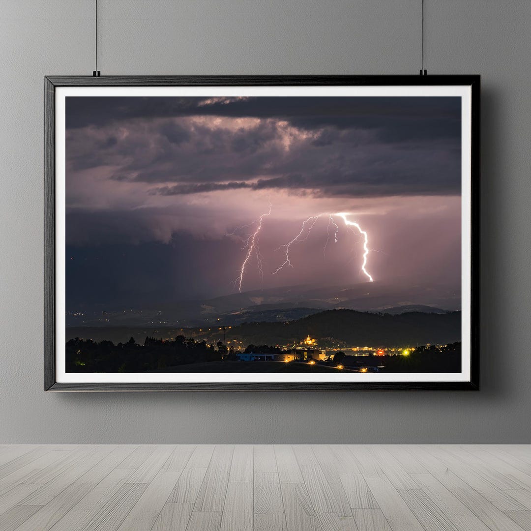 Digital Lightning Storm Print, Night Sky Thunderstorm Photography ...