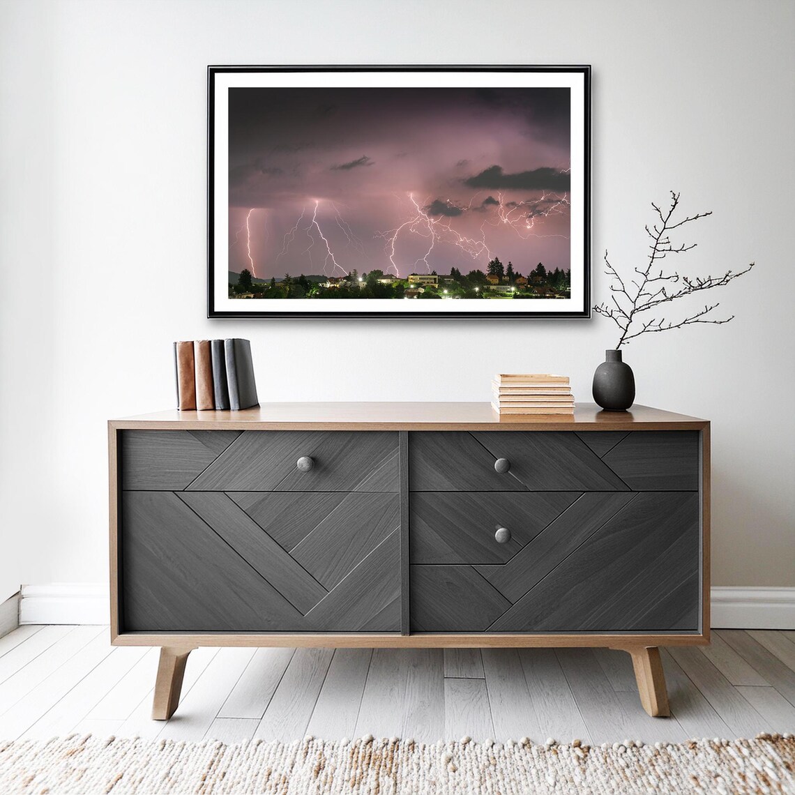 Lightning Canvas, Weather Landscape Photography, Thunderstorm Printable ...