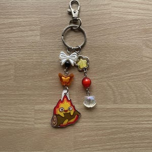Cute Fire Demon Calcifer Charm Beaded Keychain - Etsy