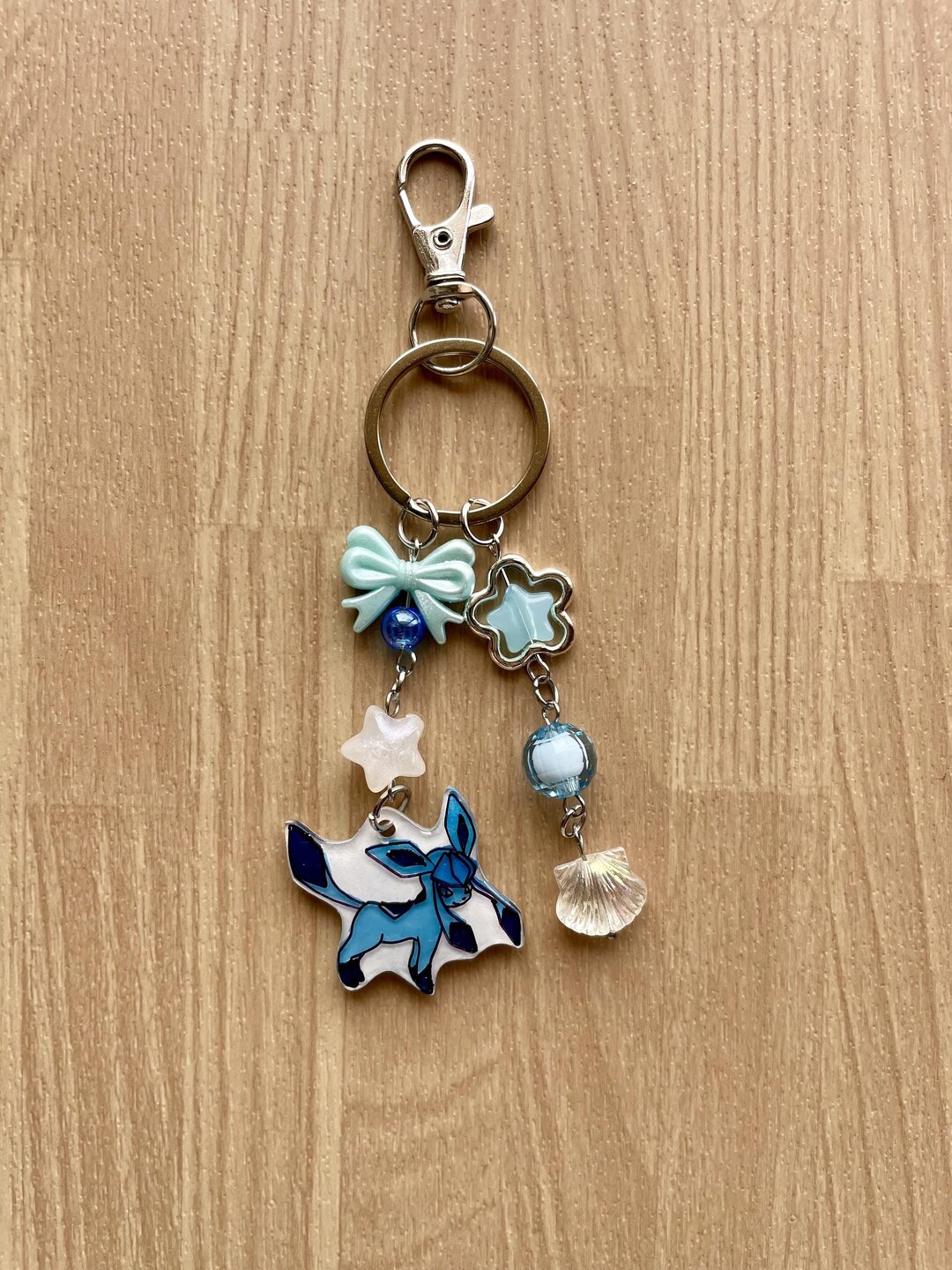 Pokemon Eevee Evolutions Glaceon Charm Beaded Keychain - Etsy
