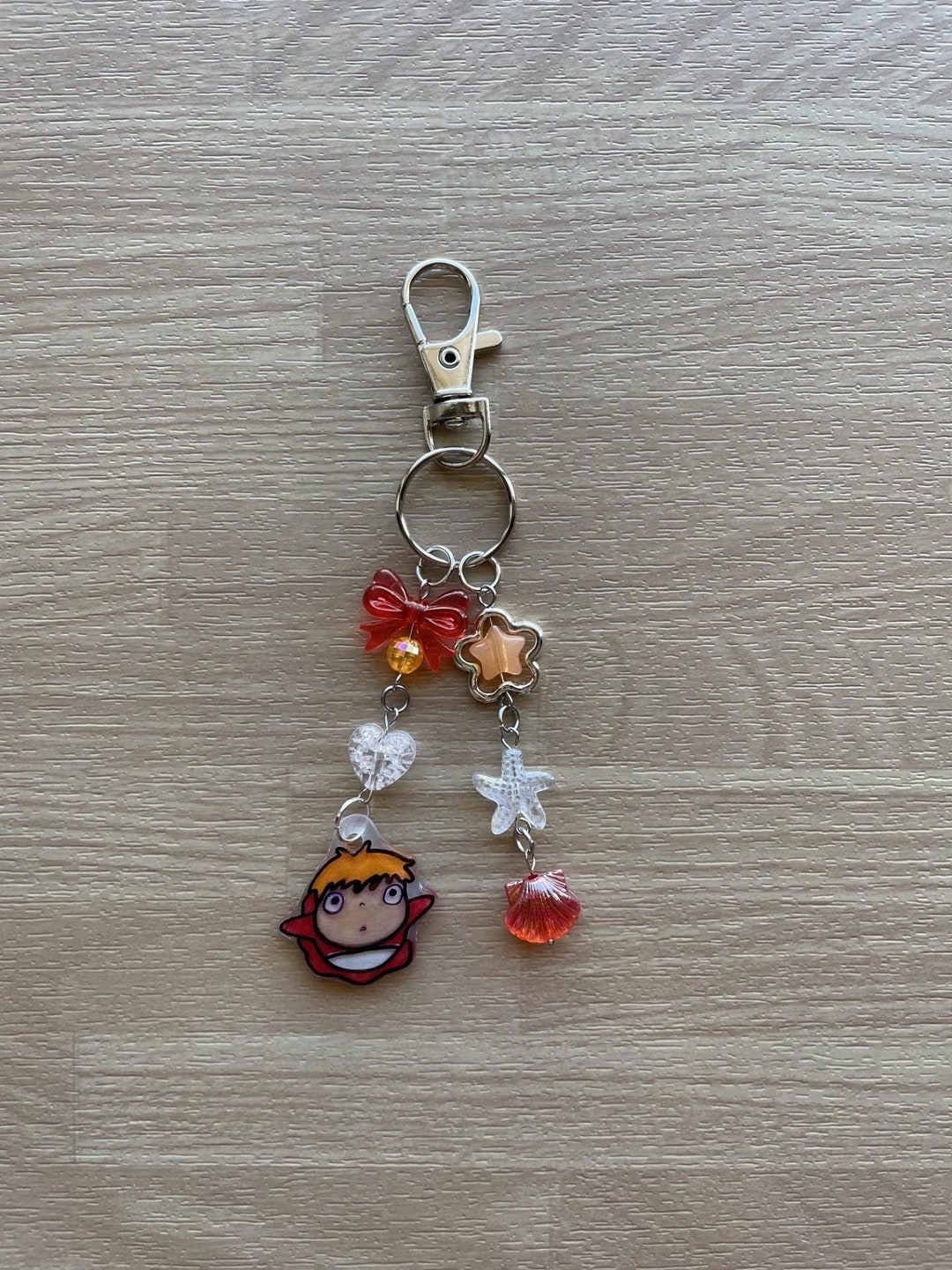 Ponyo Fish Charm Beaded Keychain Keyring - Etsy