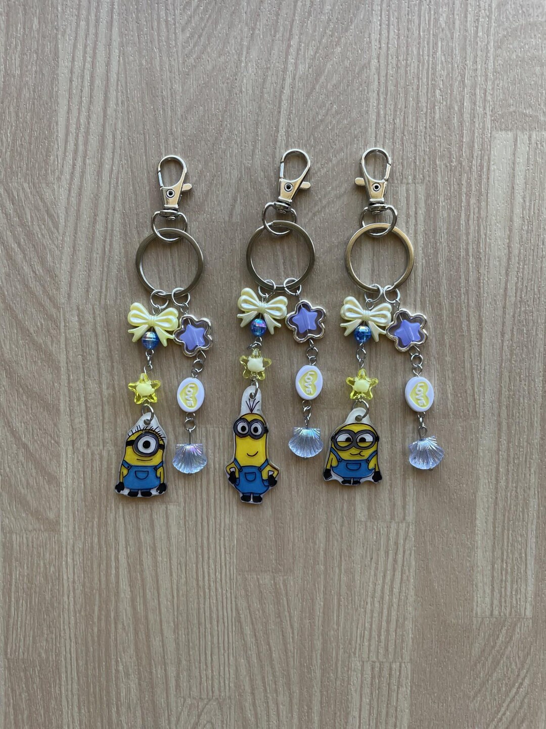 Cute Minions Kevin Stuart Bob Charm Beaded Keychain - Etsy