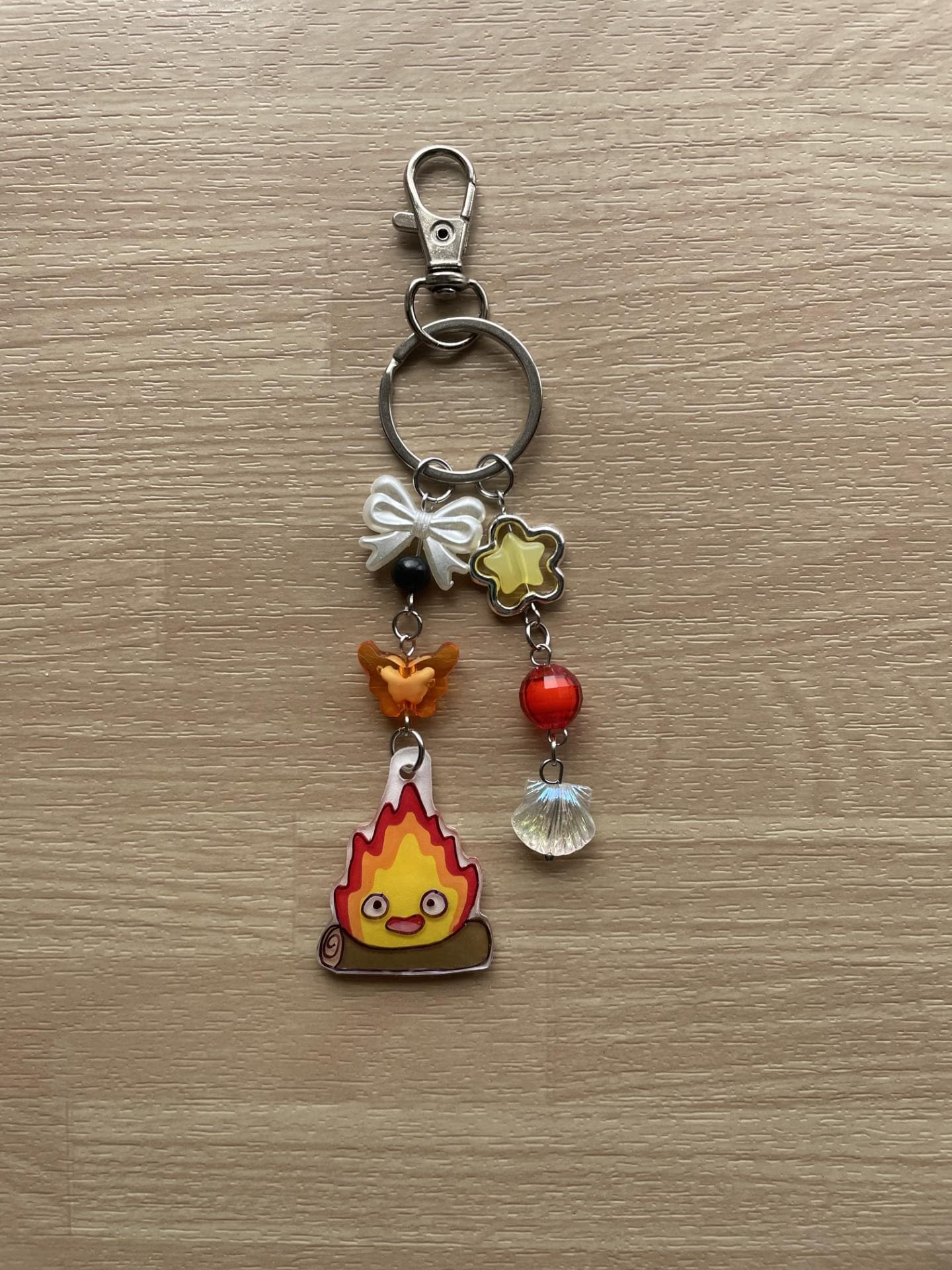 Cute Fire Demon Calcifer Charm Beaded Keychain - Etsy