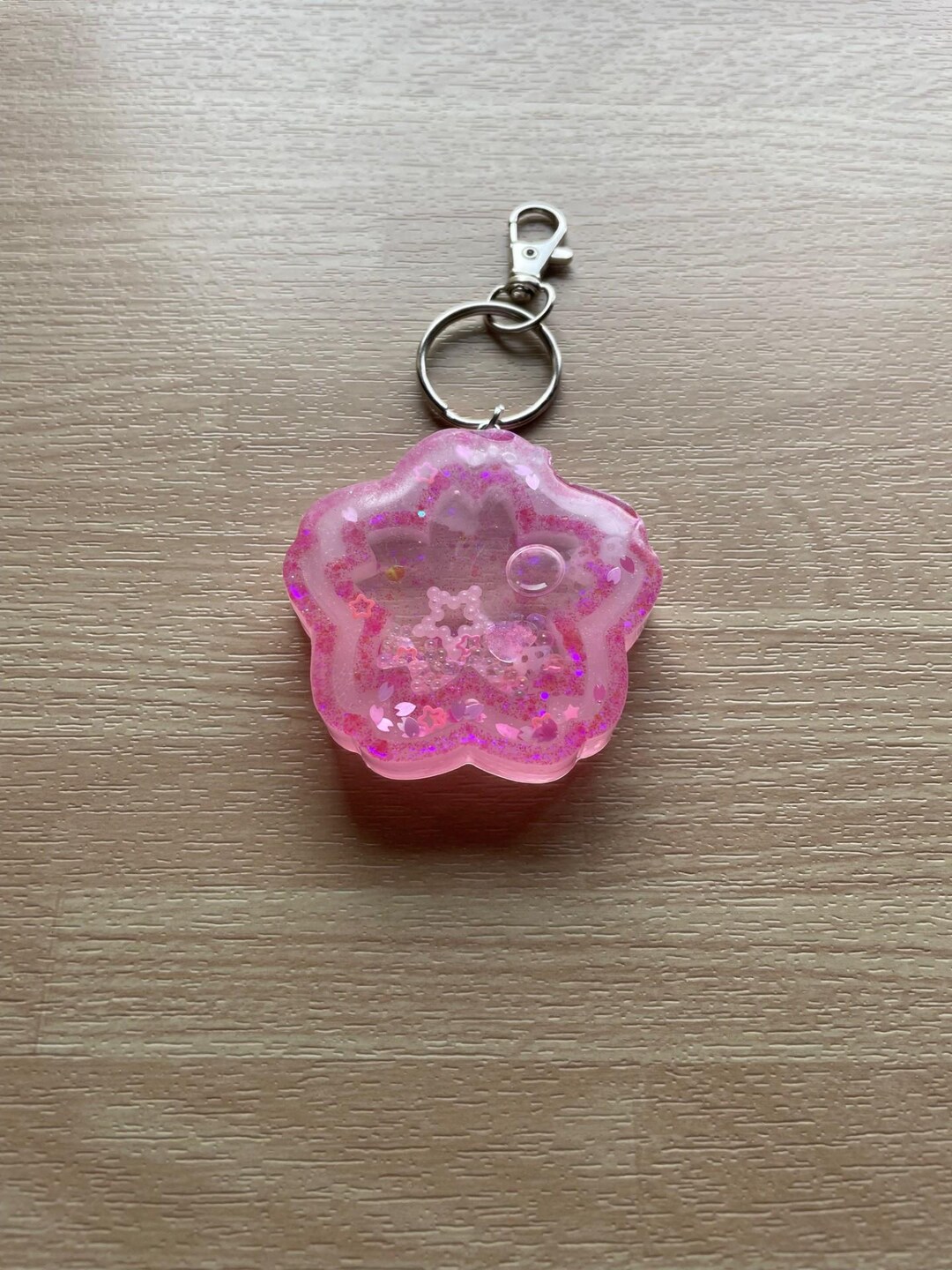 Pink Cherry Blossom Resin Liquid Shaker Keychain Keyring - Etsy