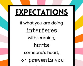 One Rule Classroom Expectations Poster Watercolor Color Splash - Etsy