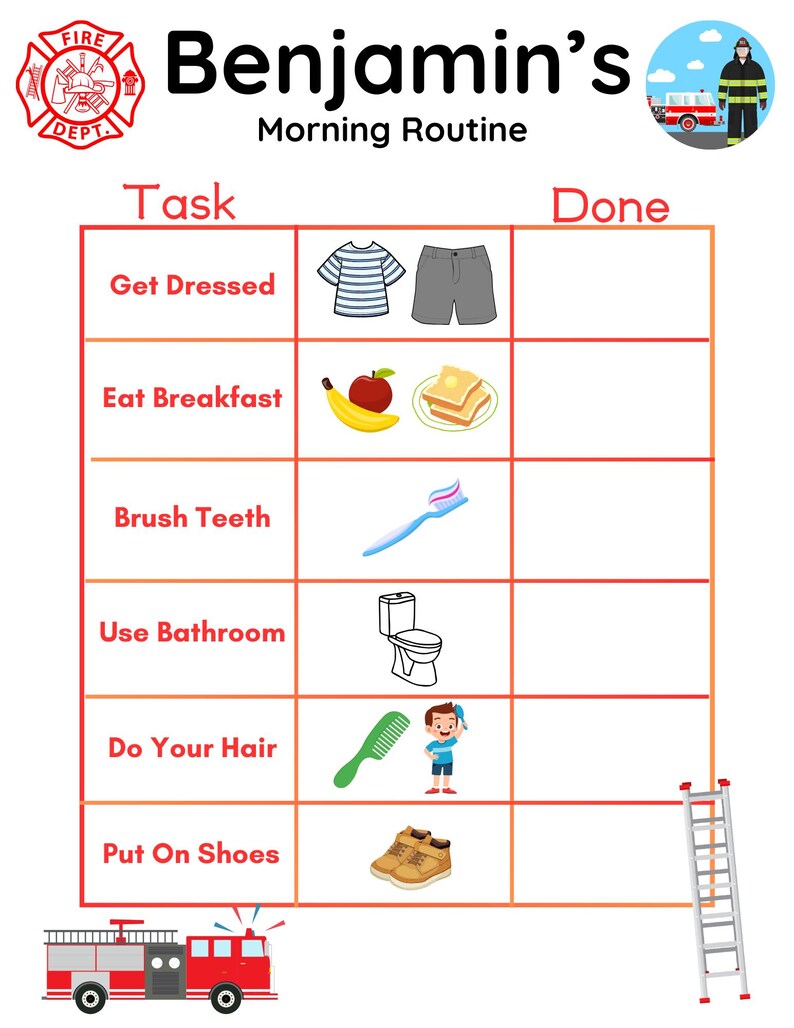 Morning Chore Chart Responsibilities- Personalizable - Etsy