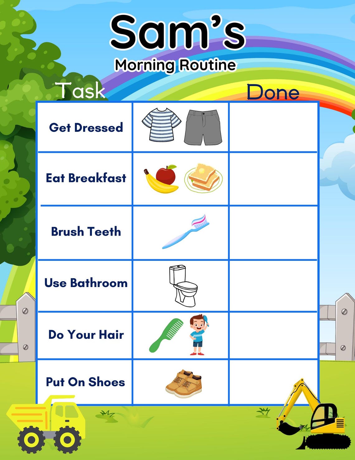 Morning Chore Chart Responsibilities- Personalizable - Etsy