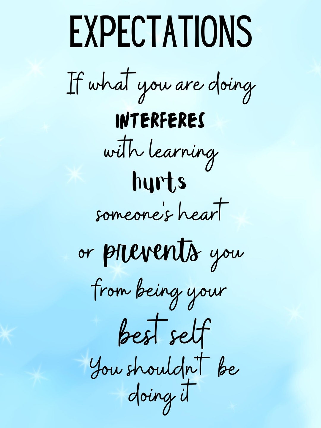 One Rule Classroom Expectations Poster Serene Blue Background - Etsy