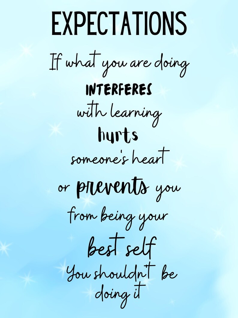 One Rule Classroom Expectations Poster Serene Blue Background - Etsy