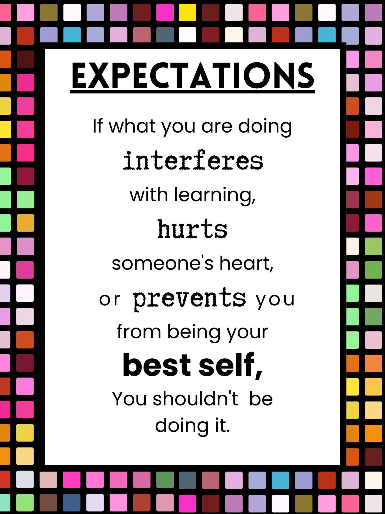 One Rule Classroom Expectations Poster Colorful Disco Background - Etsy