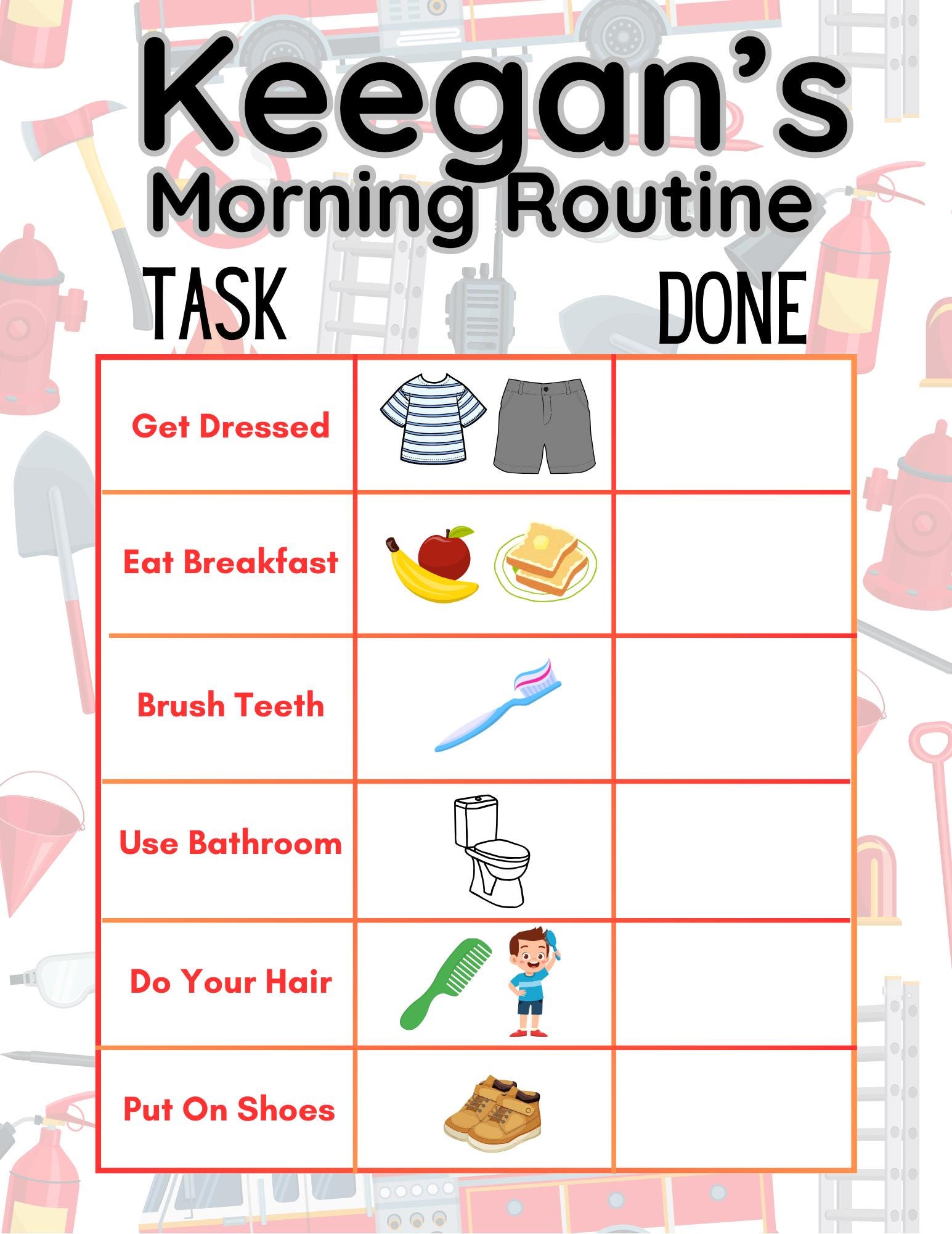 Morning Chore Chart Responsibilities- Personalizable - Etsy
