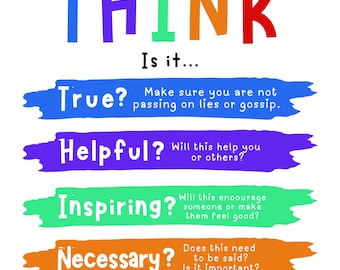 Think Poster - Think Before You Speak Print - Educational Art ...