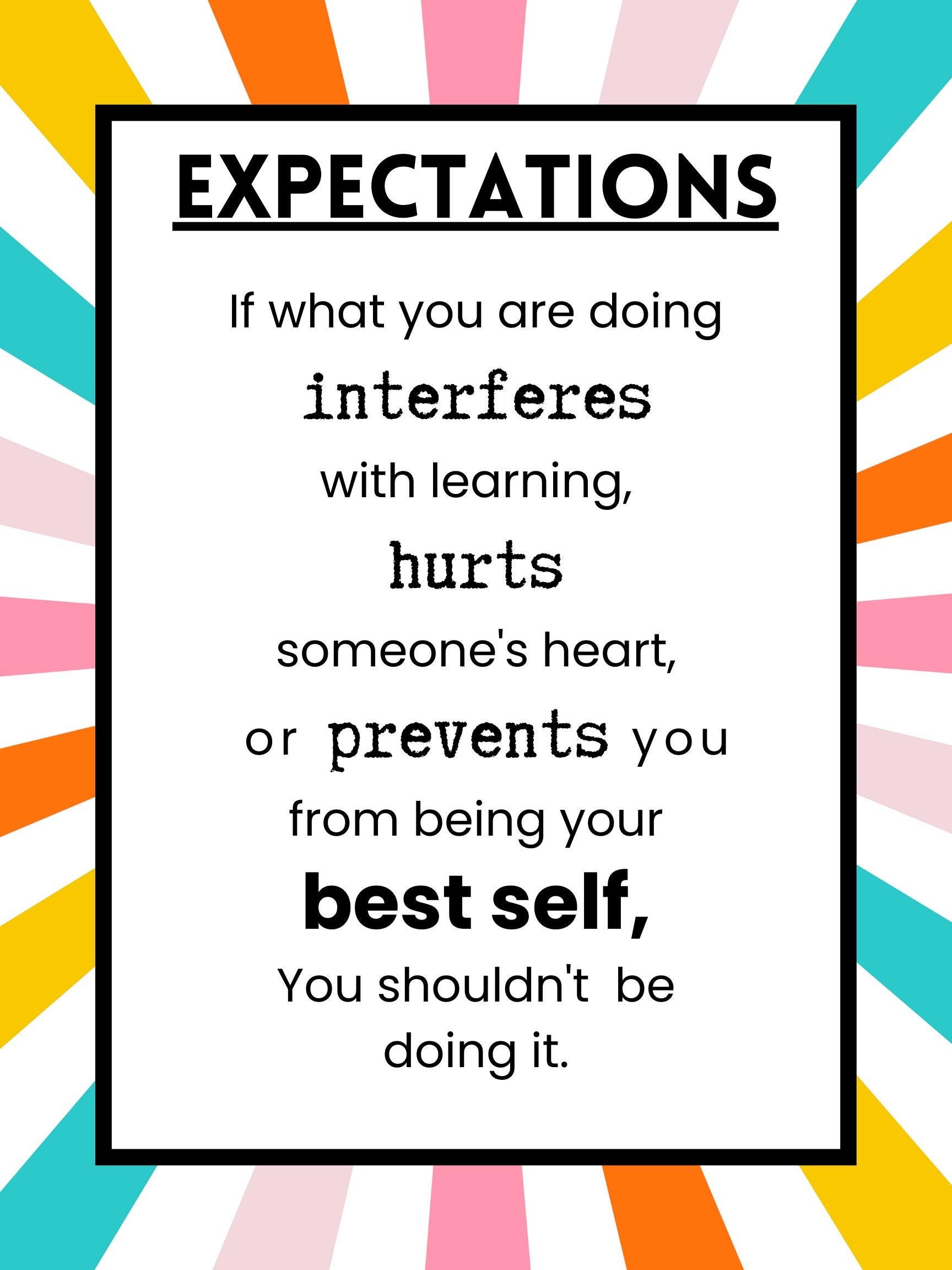 One Rule Classroom Expectations Poster Color Burst - Etsy UK